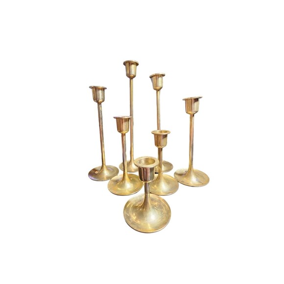 Accents | Vintage Mcm 7pc Set Of Graduated Stair Step Solid Brass ...